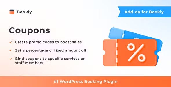 Bookly Coupons Addon 5.1 - #No1 Best GPL Site Cheap Original Premium WordPress Themes And Plugins